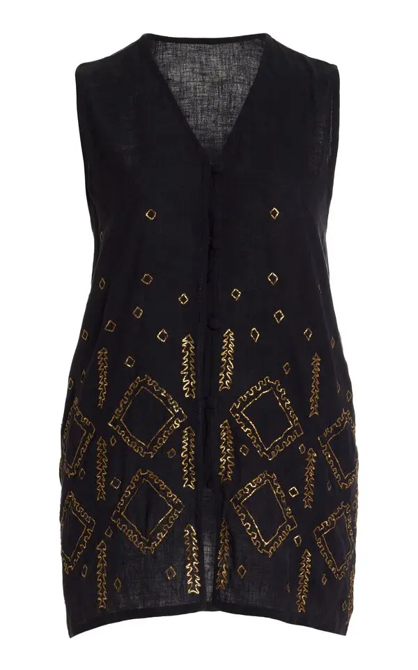 ALL THAT REMAINS Cleo Embroidered Silk Vest