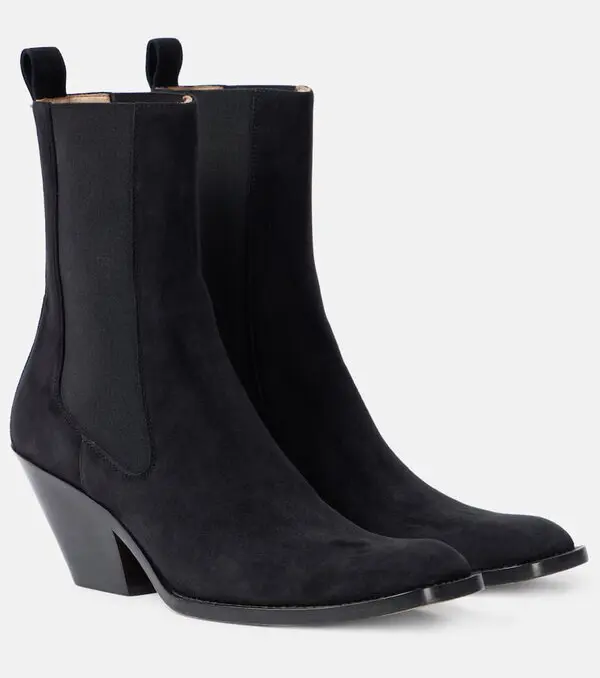Khaite Austin 60 Suede Ankle Boots - Black