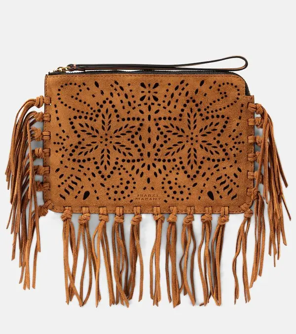 Isabel Marant Fringed Suede Clutch - Brown