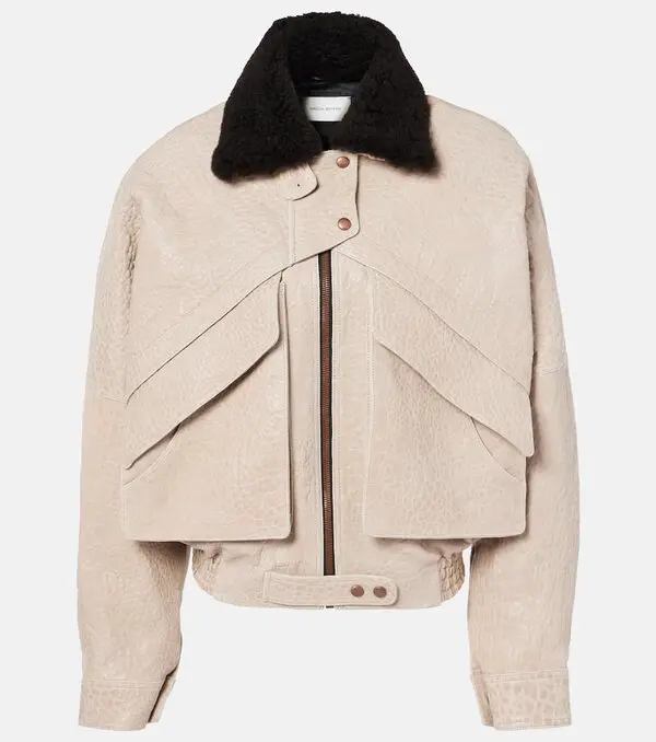 Magda Butrym Shearling-trimmed Leather Jacket