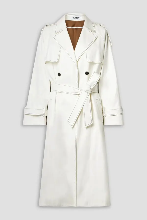 Partow Noah Belted Two-tone Cotton-twill Trench Coat