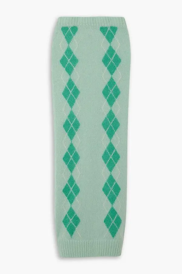 ROWEN ROSE Argyle Mohair-blend Maxi Skirt