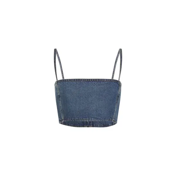 Alaïa Cotton Bustier Top - Blue