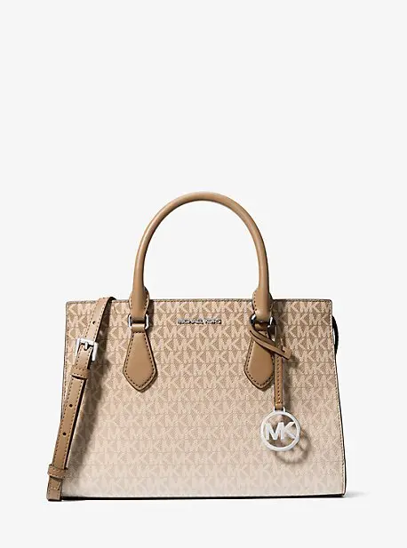 Michael Kors Sheila Medium Ombré Signature Logo Satchel - Natural