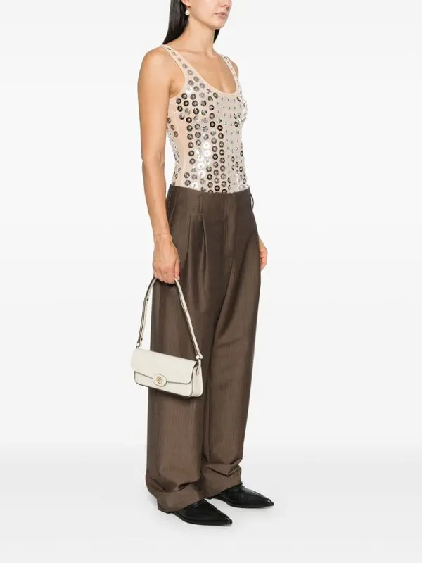 Tory Burch Robinson Spazzolato Cross Body Bag - White