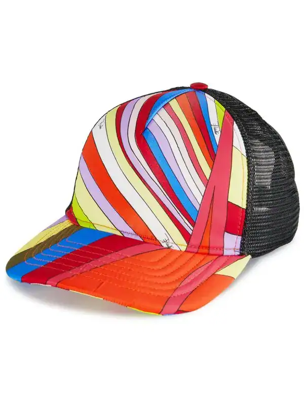 Emilio Pucci Iride-Print Mesh Cap In Red - 30% Off  display picture 3
