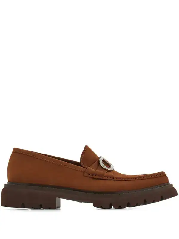 Ferragamo Gancini-Plaque Loafers In Brown - 30% Off  display picture 2