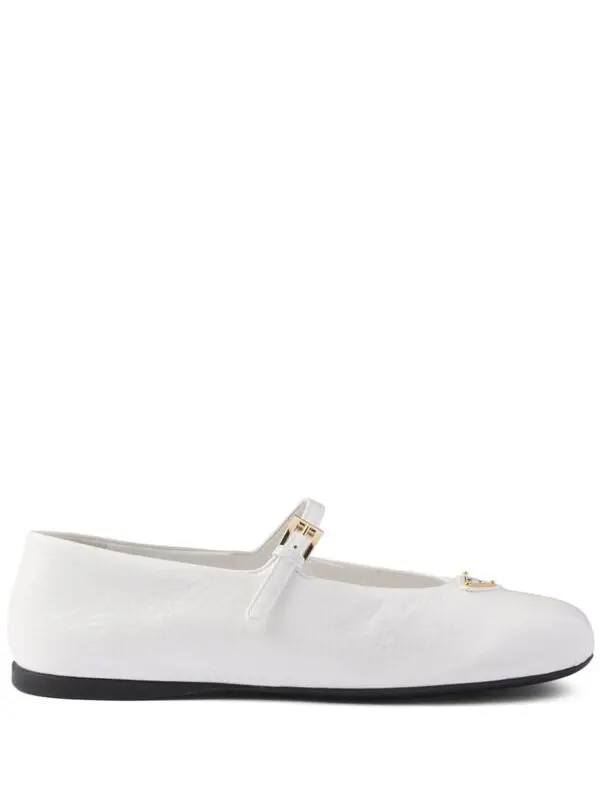 Prada Leather Ballerina Shoes - White