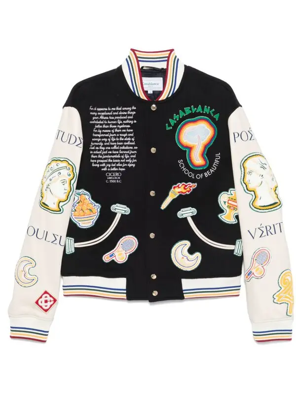 Casablanca Chenille Patchwork Bomber Jacket - Blue
