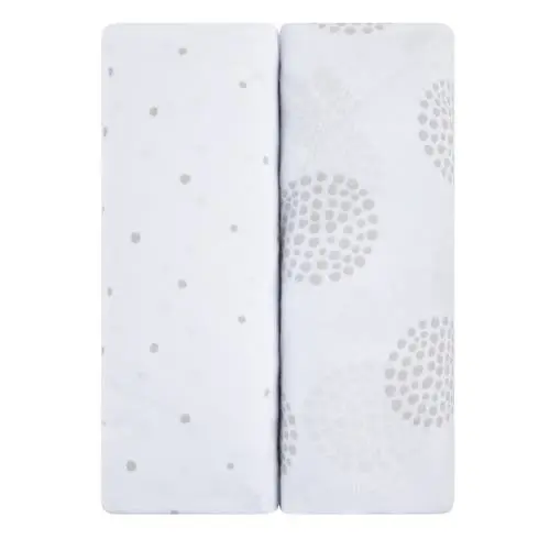 ELY'S & CO. Baby Fitted Pack N Playmini Crib Sheet 2 Packs - Grey Dottie
