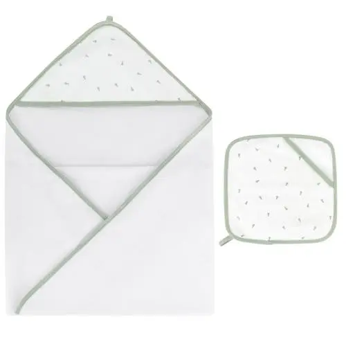 ELY'S & CO. Hooded Towel & Washcloth - Sage Pears