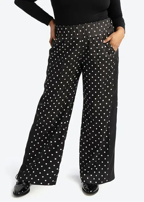 SEE ROSE GO Wide Leg Polka Dot Pants