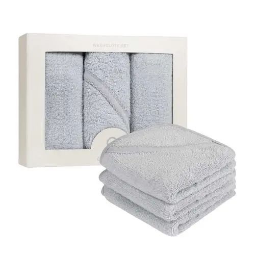 ELY'S & CO. Baby Towel Wash Cloth 3 Pack - Misty Blue