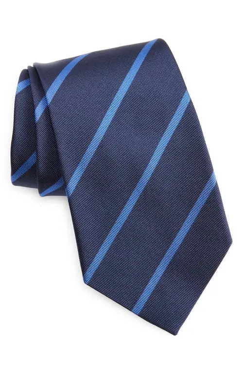 Ralph Lauren Super Repp Stripe Silk Neck Tie - Navy/ Blue
