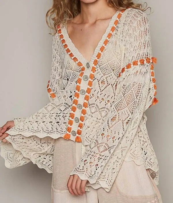 Buy POL Oversized Rope Trim Cardigan In Natural - White At 5% Off ...