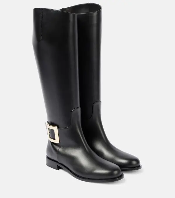 ROGER VIVIER Viv Riding Leather Knee-high Boots