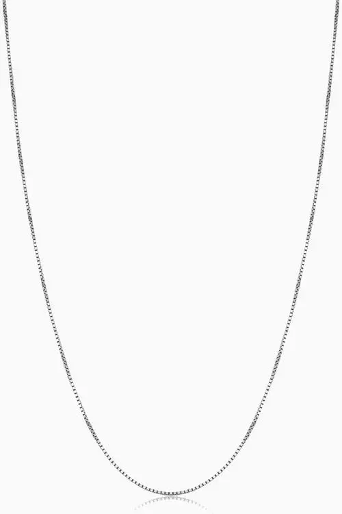 ORADINA 10k Gold Bodega Box Chain Necklace - White Gold