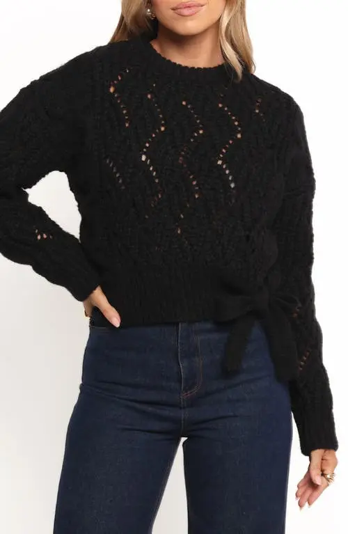 PETAL & PUP Birdie Open Stitch Sweater - Black