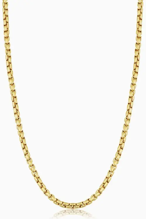 ORADINA 14k Gold Round Bodega Chain Necklace