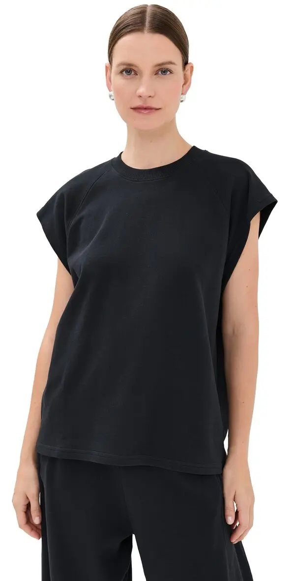 Tibi Sleeveless French Terry Top - Black