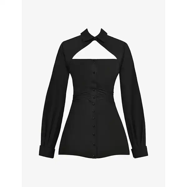 mistress rocks black cotton cutout shirt dress Mon Amour' Black Mesh Cutout Mini Dress