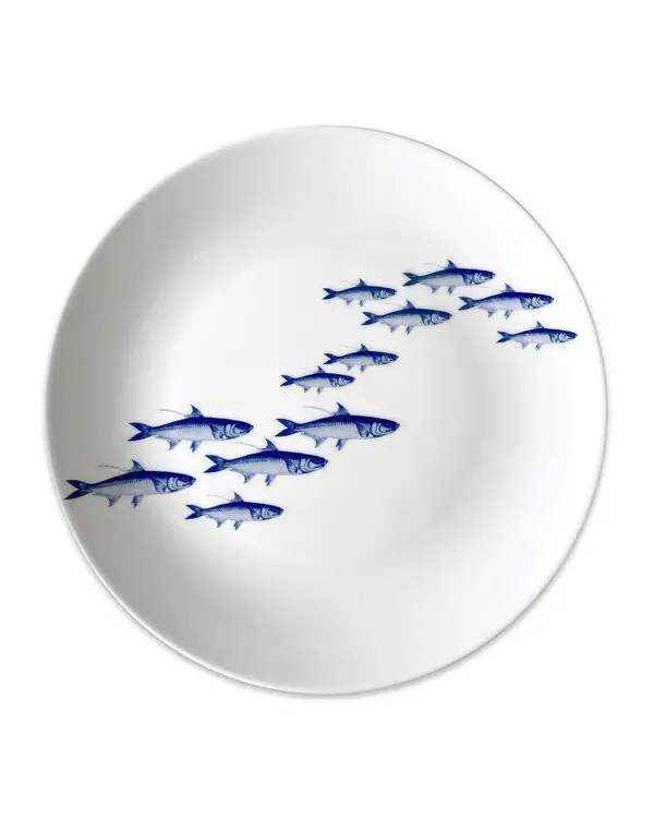 CASKATA School Of Fish Blue Coup Dinner Plates, Set Of 4 - One-color
