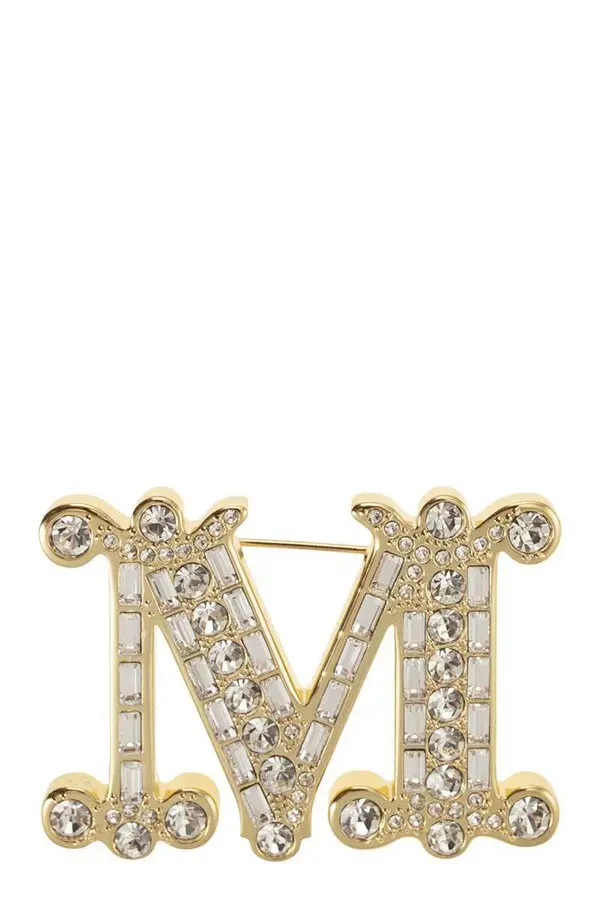 Max Mara Bath2 Monogram Crystal Brooch - White
