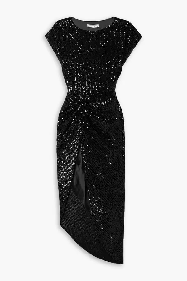 IN THE MOOD FOR LOVE Bercot Sequined Tulle Midi Dress - Black