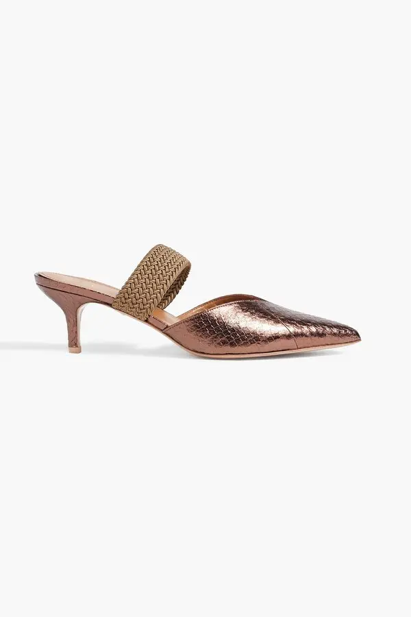 MALONE SOULIERS Maisie 45 Metallic Snake-effect Leather Mules