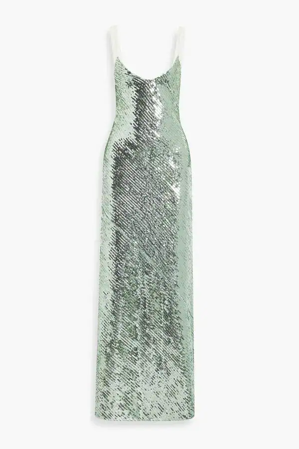 Galvan Beating Heart Sequined Tulle Maxi Dress In Mint - 60% Off |  Editorialist