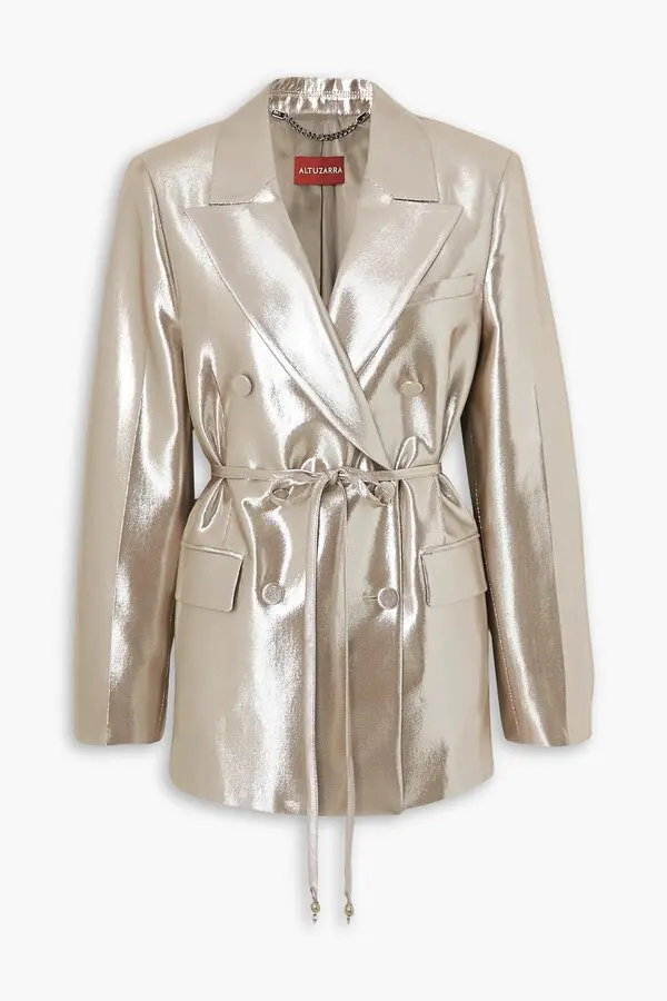 Altuzarra Hattson Metallic Double-breasted Satin Blazer