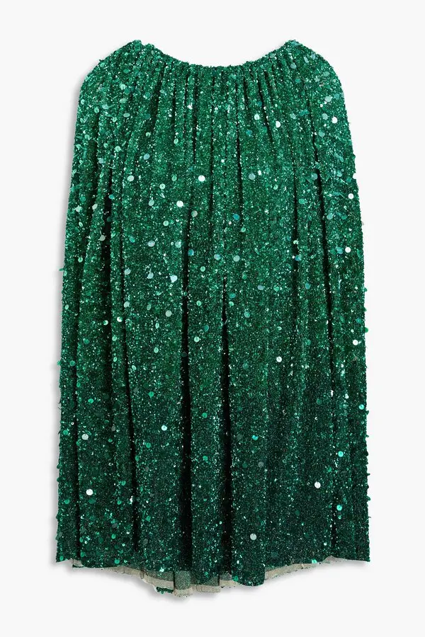 Oscar De La Renta Cape-effect Sequined Tulle Mini Dress