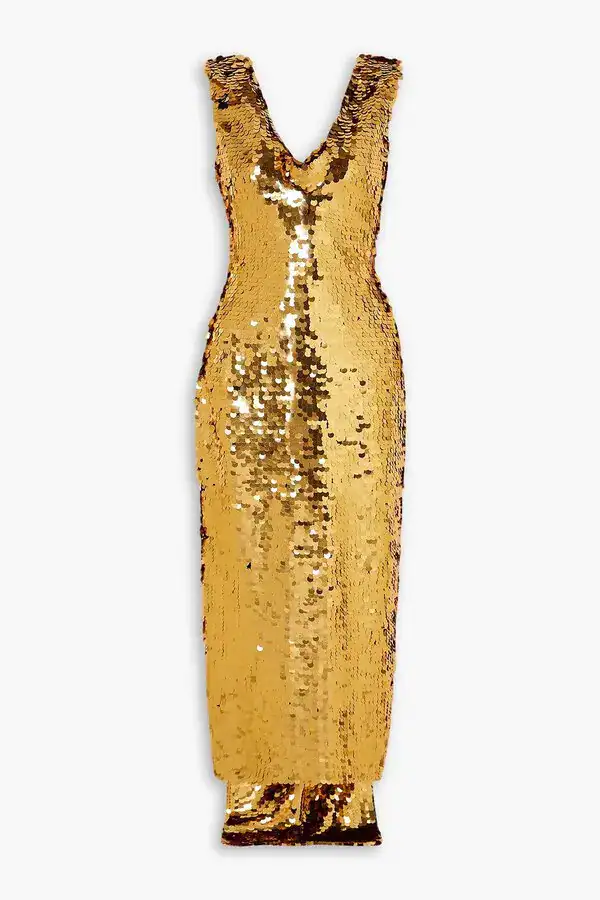 Emilia Wickstead Jacira Sequined Tulle Maxi Dress In Gold - 55% Off |  Editorialist