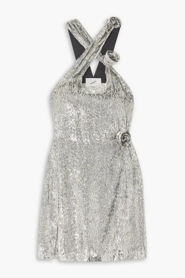 Coperni Appliquéd Metallic Fil Coupé Voile Mini Dress