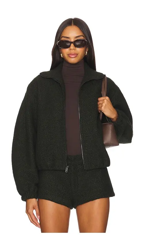 Amanda Uprichard Como Bomber Jacket - Dark Green