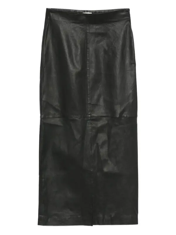 ALYSI Leather Midi Skirt - Black