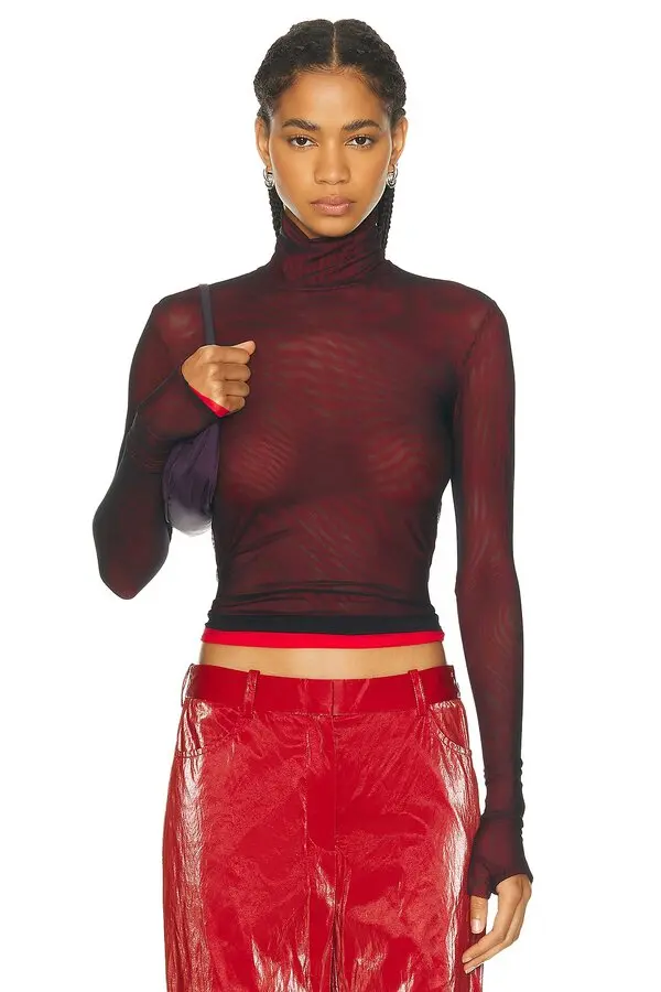 PRISCAVERA Turtleneck Long Sleeve Top