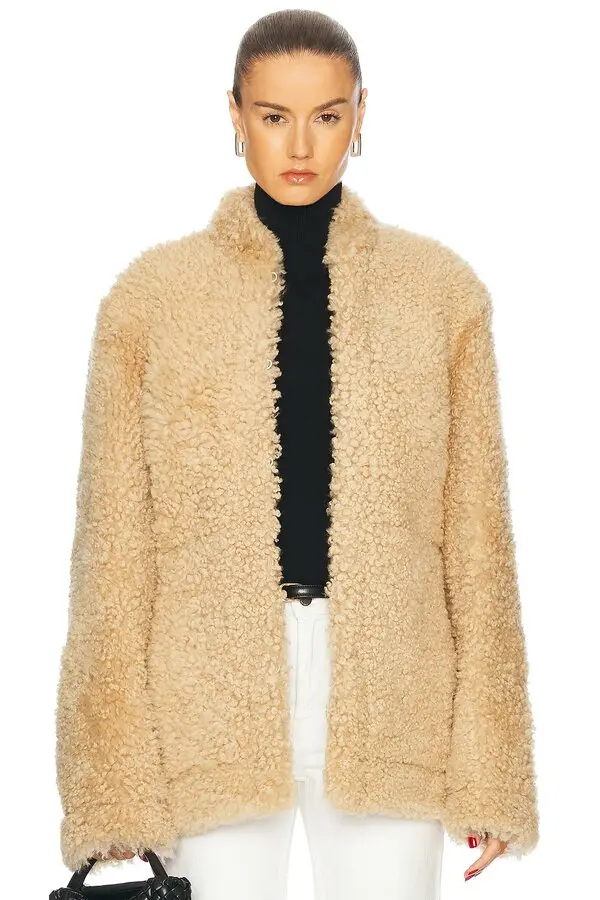 TOTÊME Cinched Shearling Jacket - Butter