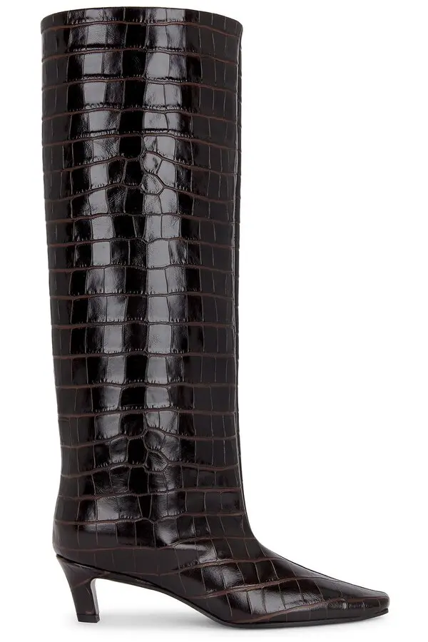 TOTÊME Wide Shaft Boots - Dark Brown Croco
