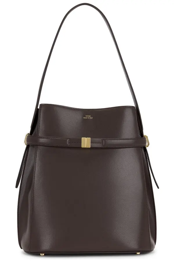 TOTÊME Belted Leather Bucket Bag - Bark