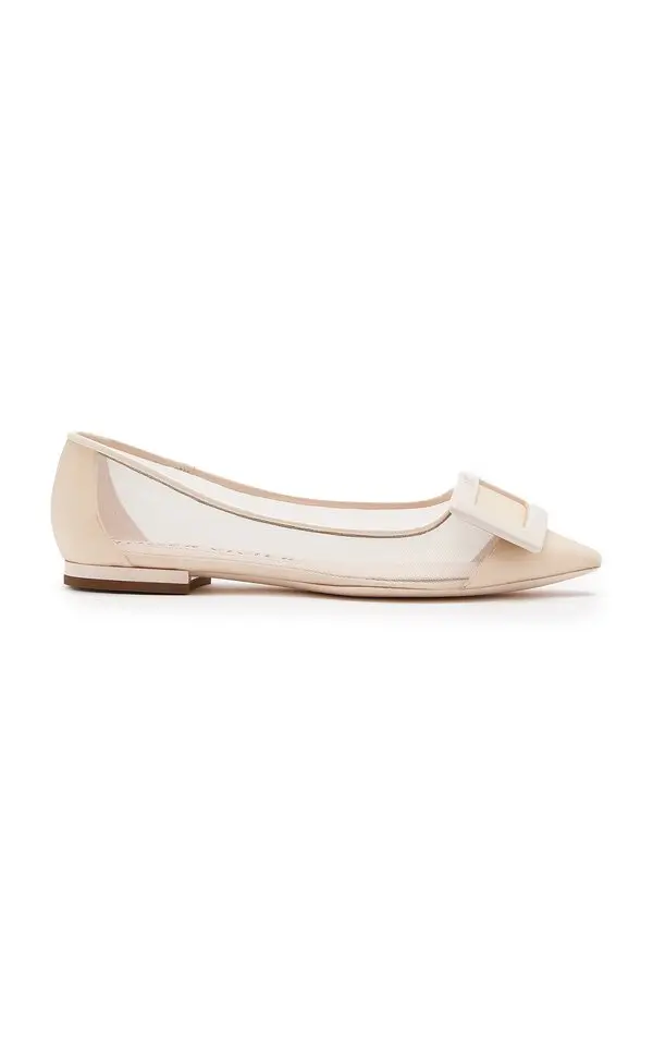 ROGER VIVIER Gommettine Mesh Ballerina Pumps - Neutral