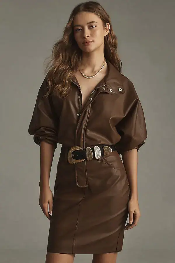 Ronny Kobo Regan Faux Leather Mini Dress In Brown - 44% Off | Editorialist