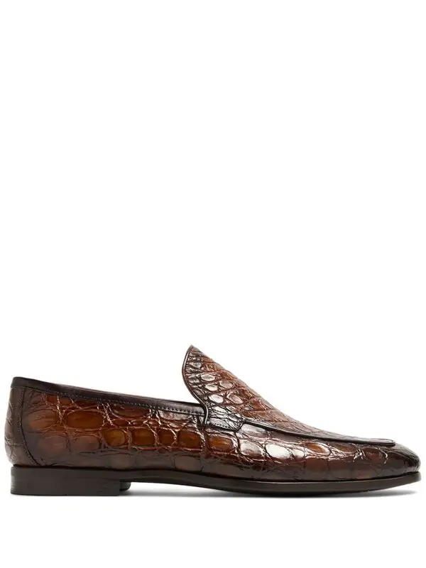 Magnanni Embossed Leather Loafers - Brown