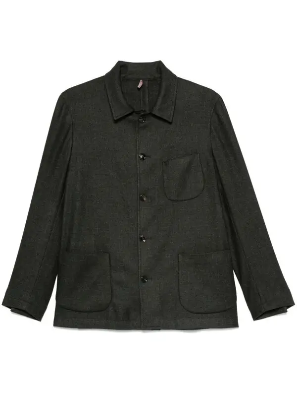 DELL'OGLIO Single-breasted Shirt Jacket - Green