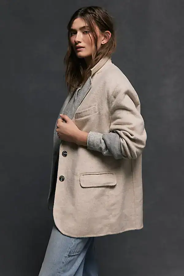 Free People Caity Wool Blazer In Grey - 64% Off | Editorialist