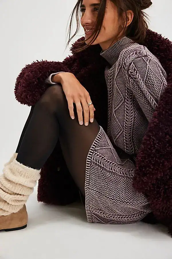 Free People Cable-Knit Mini Dress In Moonscape - 41% Off | Editorialist