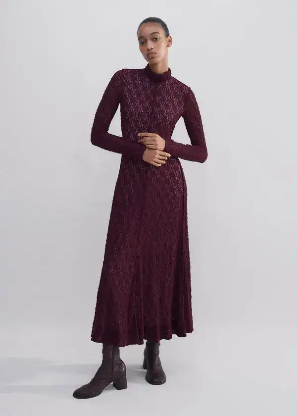 Me+Em Lace Jersey Maxi Dress In Deep Merlot - 30% Off | Editorialist