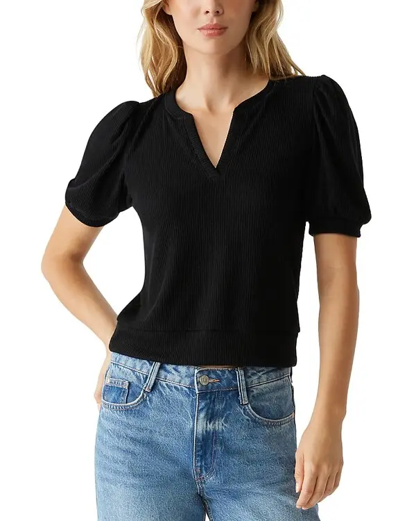 Michael Stars Quinn Puff Sleeve Top - Black