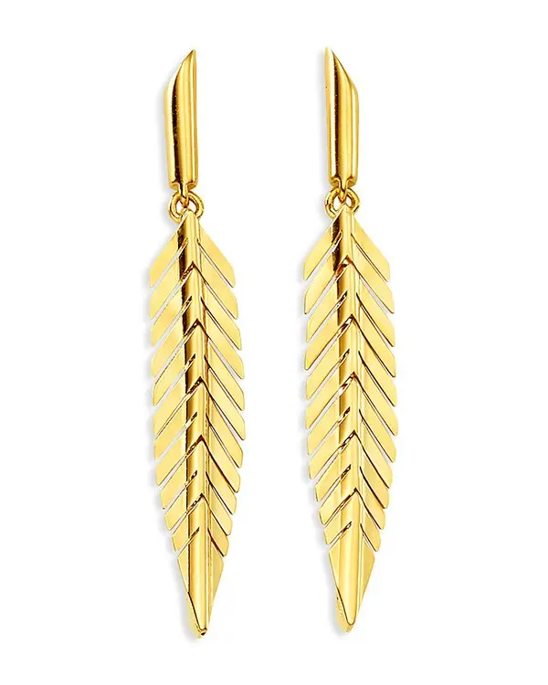 CADAR 18k Yellow Feather Earrings