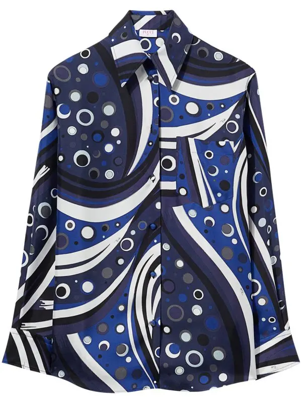 Emilio Pucci Fontane-print Silk Shirt - Blue